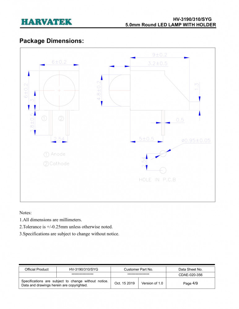 HV-3190/310/SYG datasheet page 4