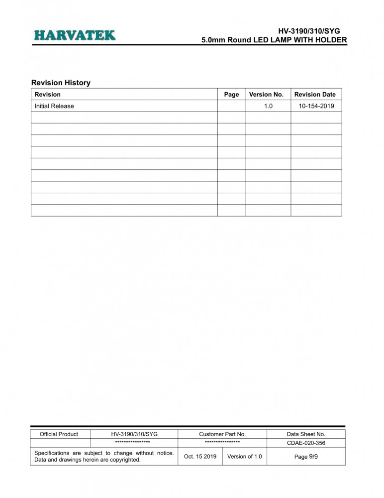 HV-3190/310/SYG datasheet page 9