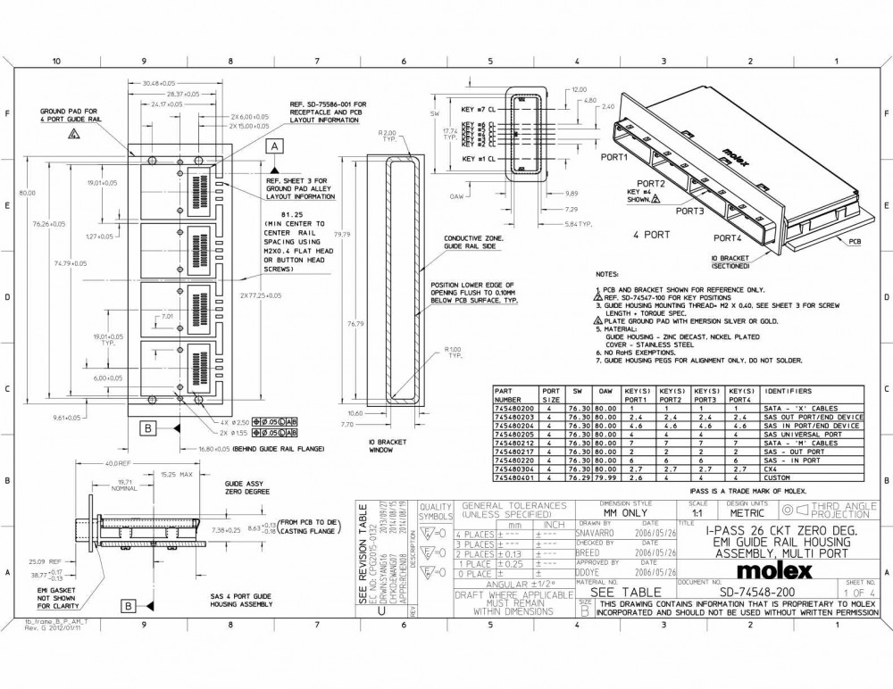 I-PASS 26-circuit guide rail housing drawing, page 1