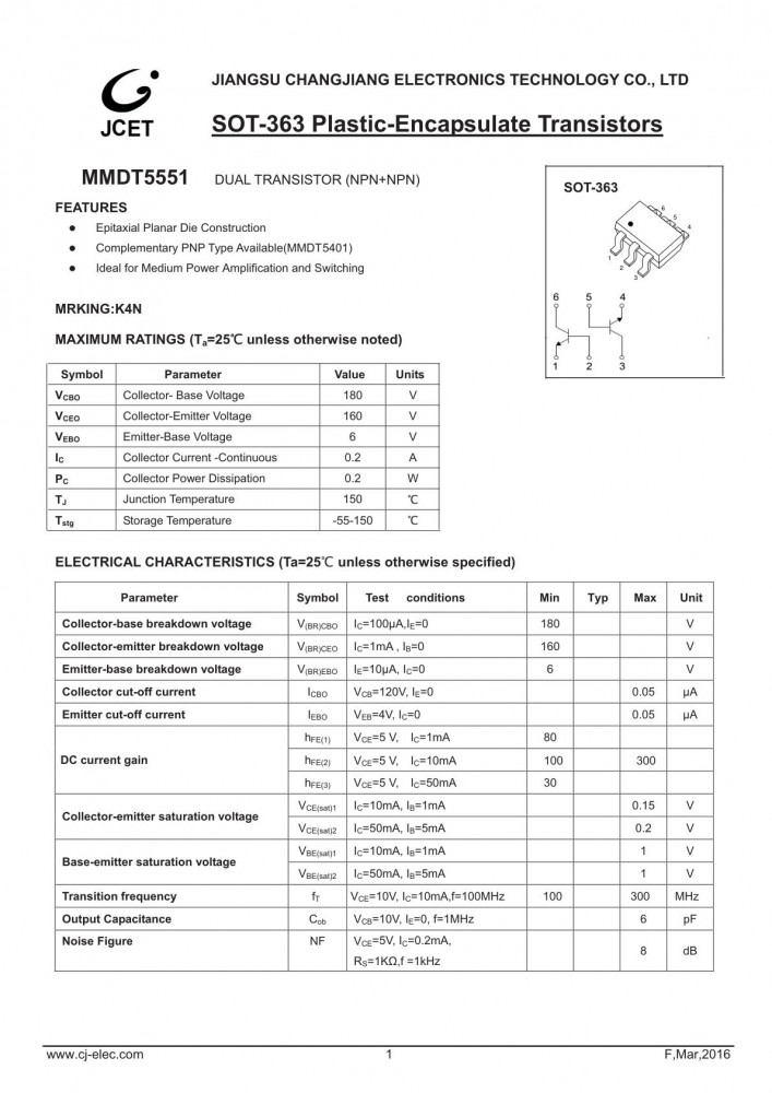MMDT5551 datasheet page 1