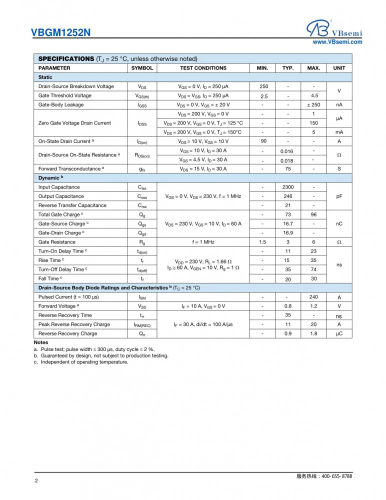 VBGM1252N datasheet page 2