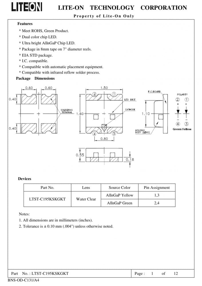 LTST-C195KSKGKT datasheet page 2