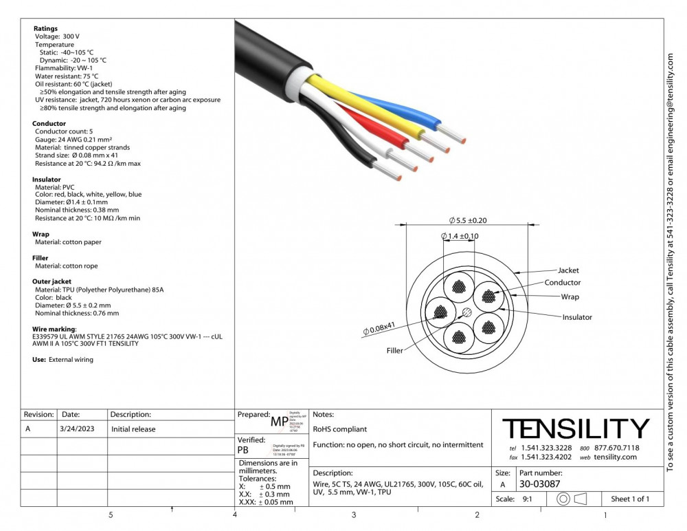 30-03087 cable drawing and specification image