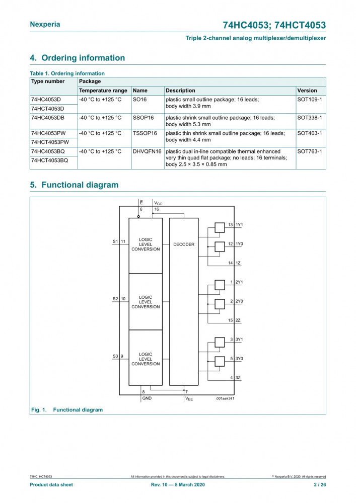 74HC4053 datasheet page 2