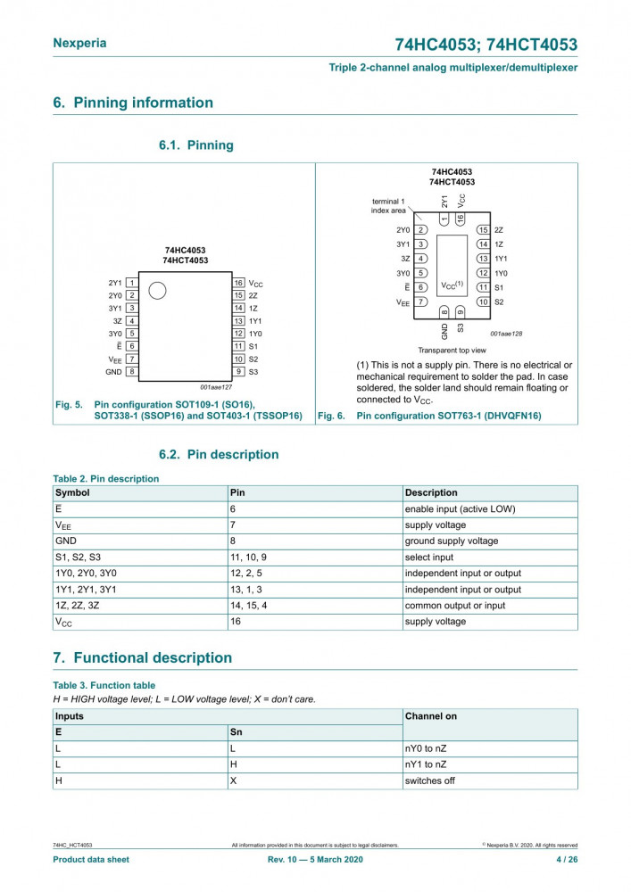 74HC4053 datasheet page 4