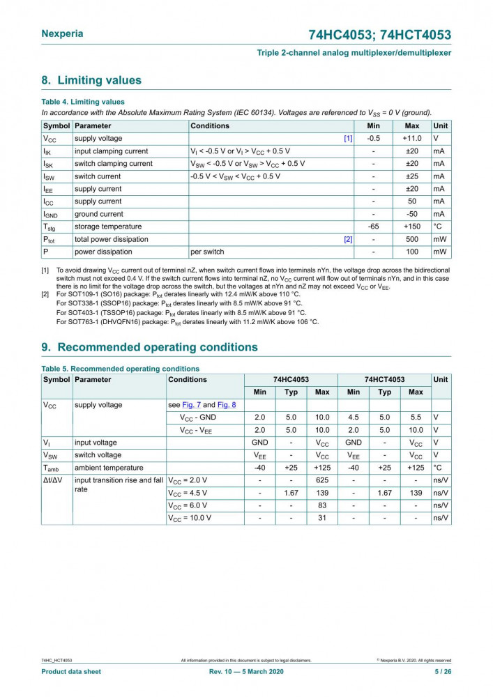 74HC4053 datasheet page 5