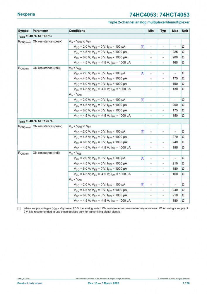 74HC4053 datasheet page 7