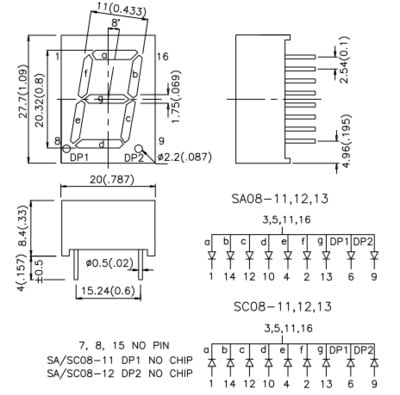 Kingbright SA10-11EWA LED Numeric Display