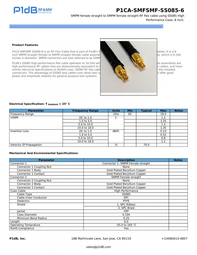 P1CA-SMFSMF-SS085-6 technical document, page 1