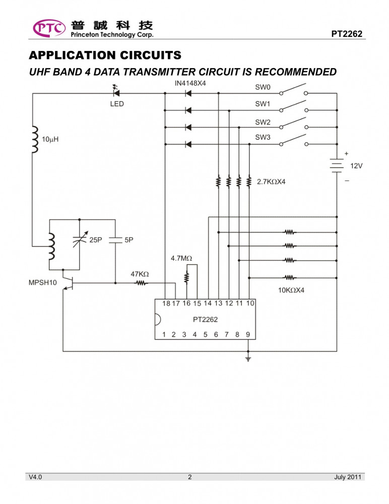 PT2262-S technical document page 2