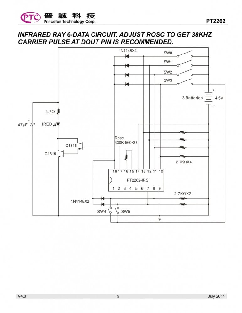 PT2262-S technical document page 5