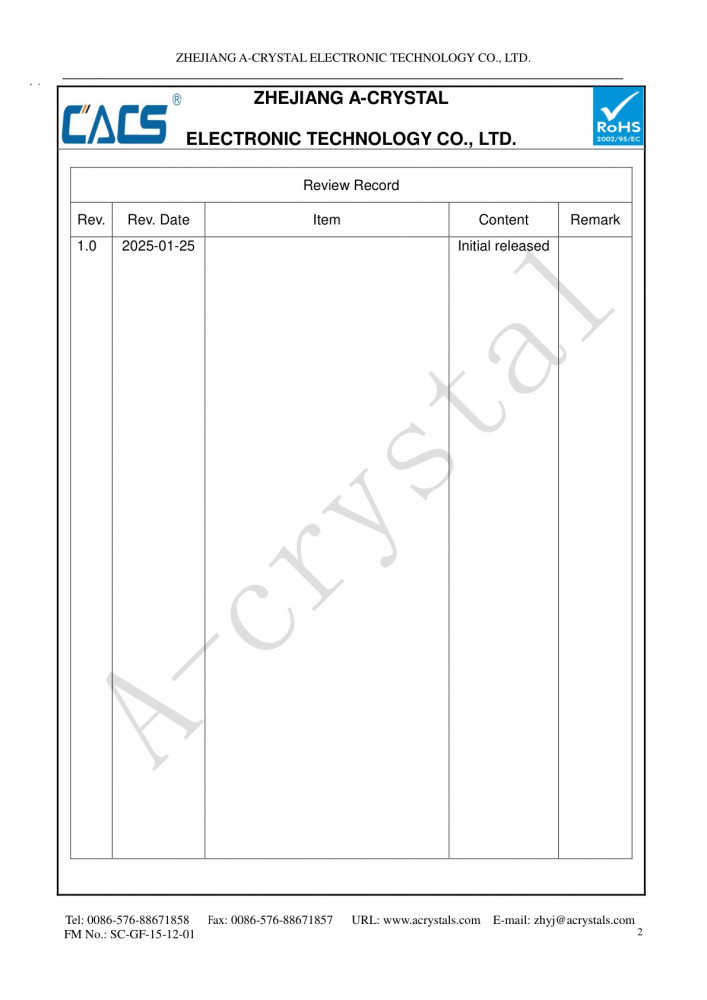 POC9775 specification document, page 2