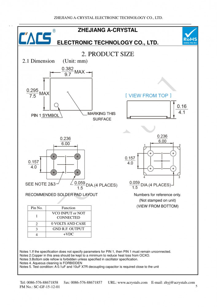 POC9775 specification document, page 5