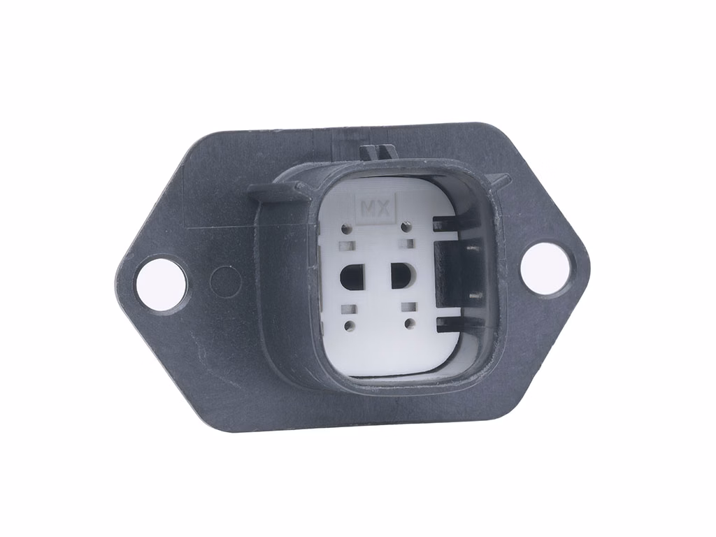MX150L 4 Circuit Panel Mount Plug for 22-14 AWG Wire, Through Hole Flange Assembly, with Gasket, Black for sale