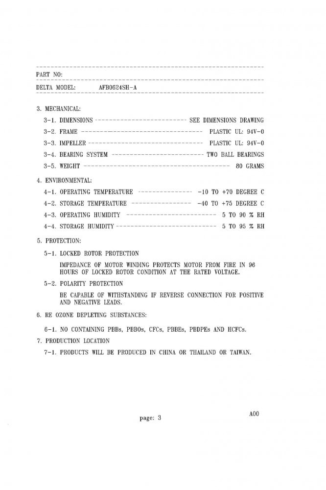 AFB0624SH-A specification page 3