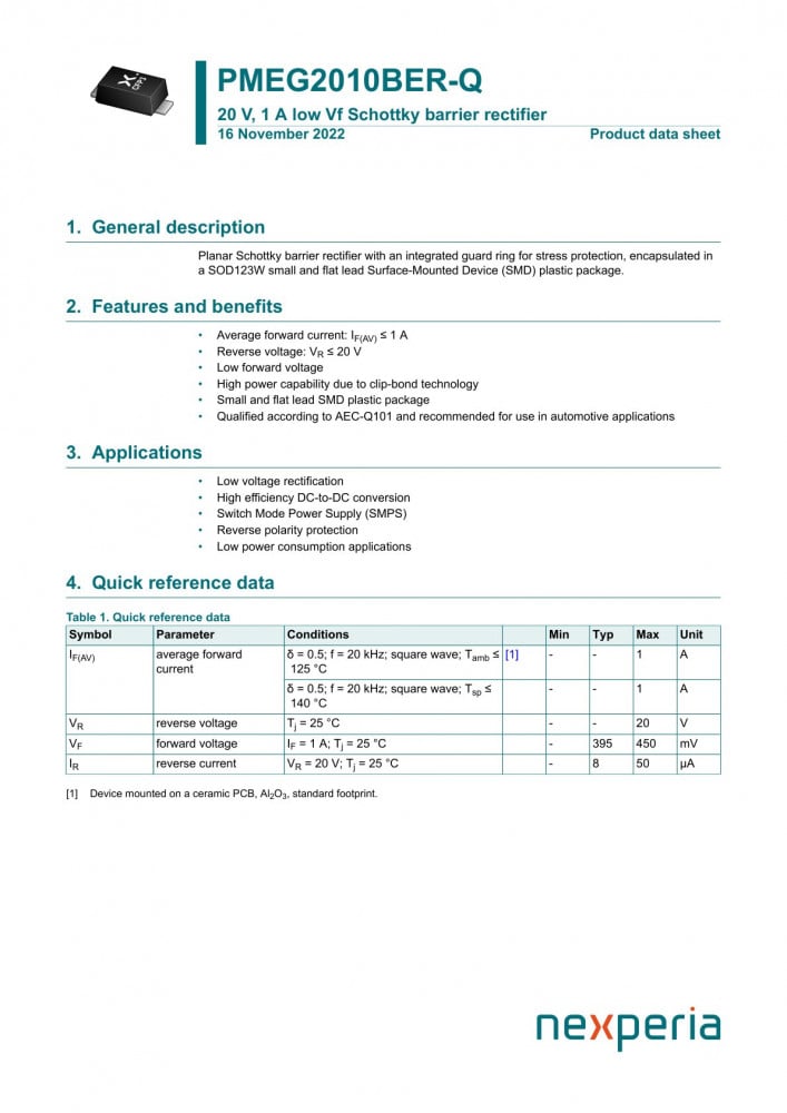 PMEG2010BER-QX datasheet page 1