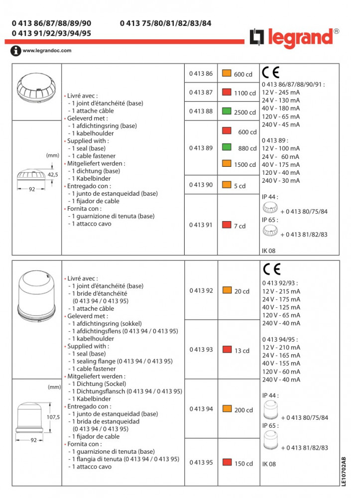 Legrand product document, page 1