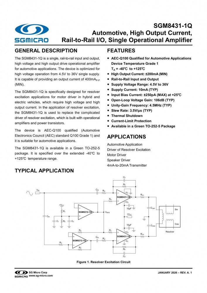 SGM8431-1Q datasheet page 1