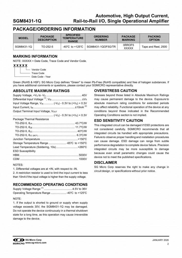 SGM8431-1Q datasheet page 2