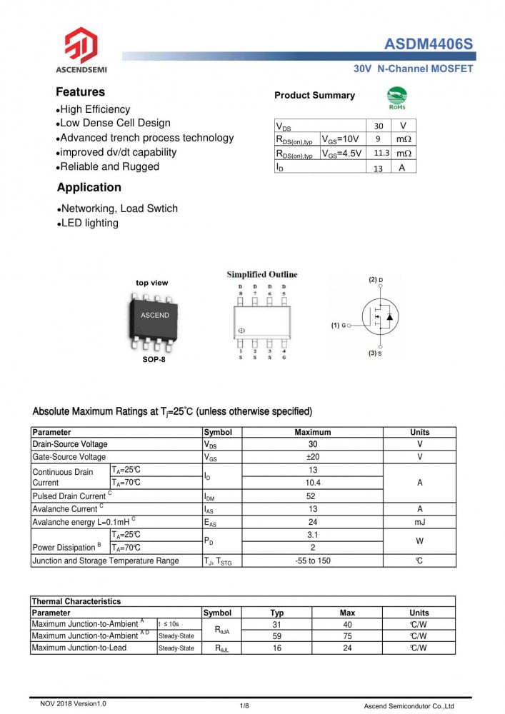 ASDM4406S-R datasheet page 1