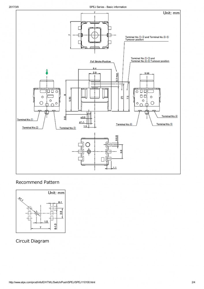 SPEJ110100 recommended PCB pattern