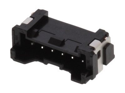 1.25mm Pitch, Micro-Lock Plus PCB Header, Single Row, Vertical, Surface Mount, Tin-Bismuth Plating, Positive Lock, 6 Circuits, with Pick-and-Place Tape, Black