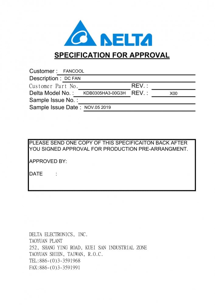 KDB0305HA3-00G3H specification page 1