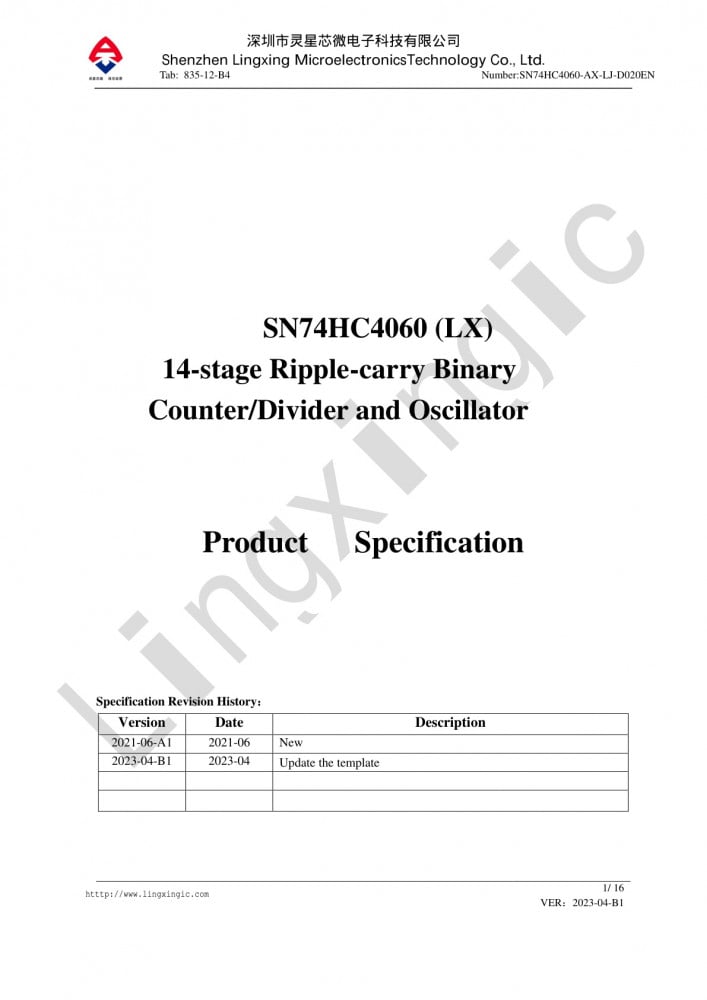 SN74HC4060 datasheet page 1