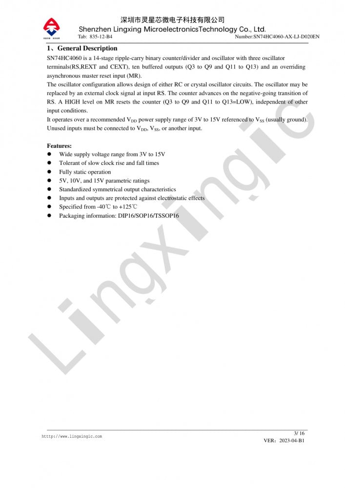 SN74HC4060 datasheet page 3