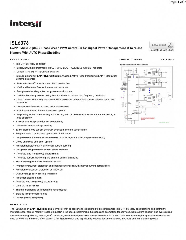 ISL6376CRZ datasheet page 1