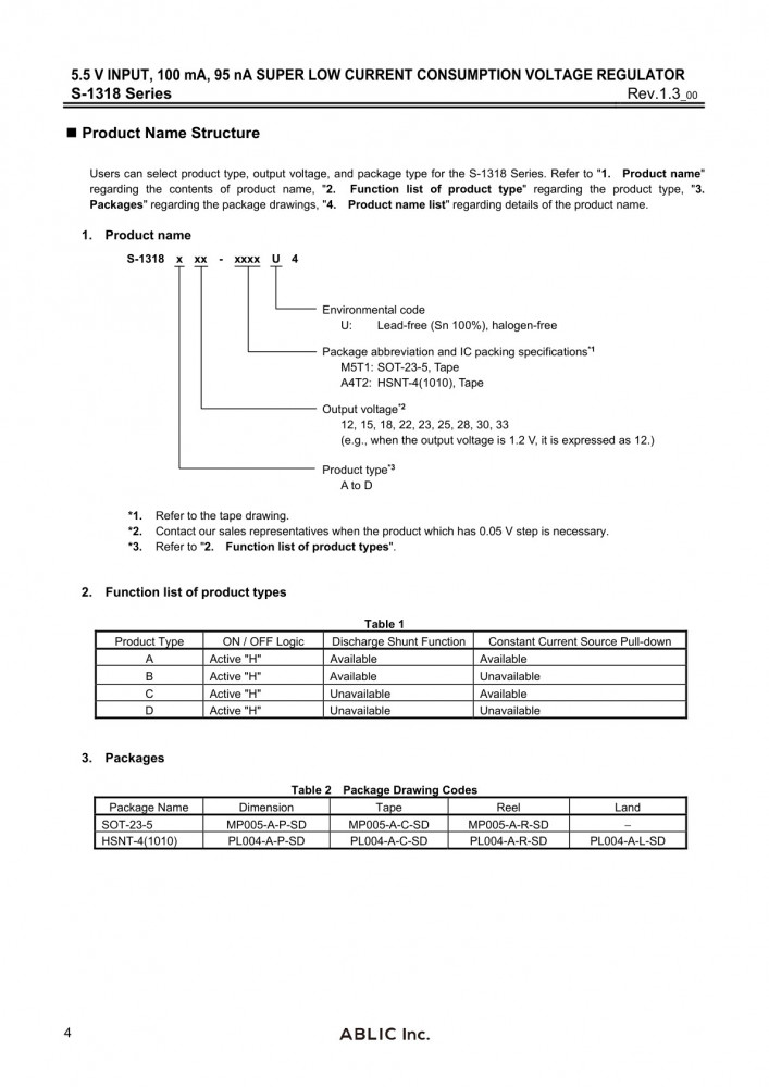 ABLIC S-1318 datasheet page 4