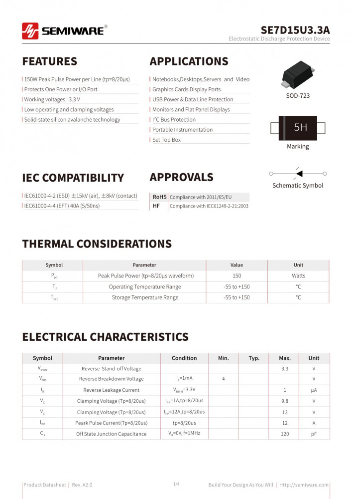 SE7D15U3.3A datasheet page 1