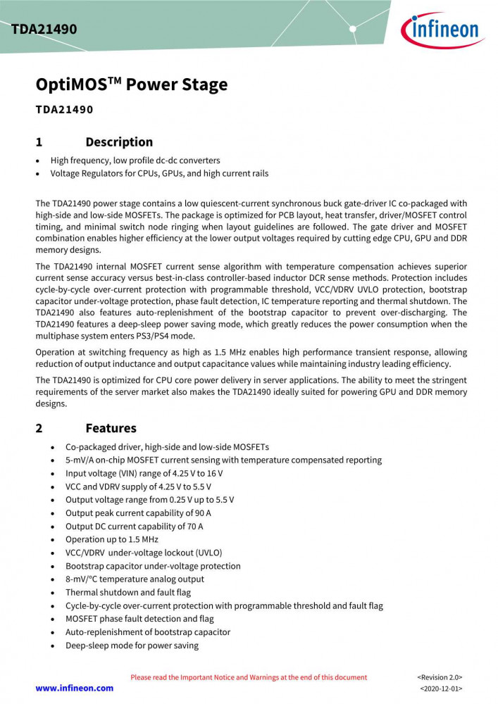 TDA21490AUMA1 document page 1