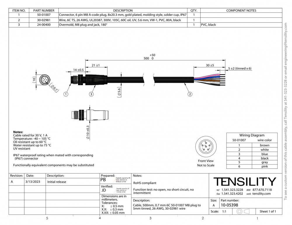 Tensility International 10-05398 product drawing