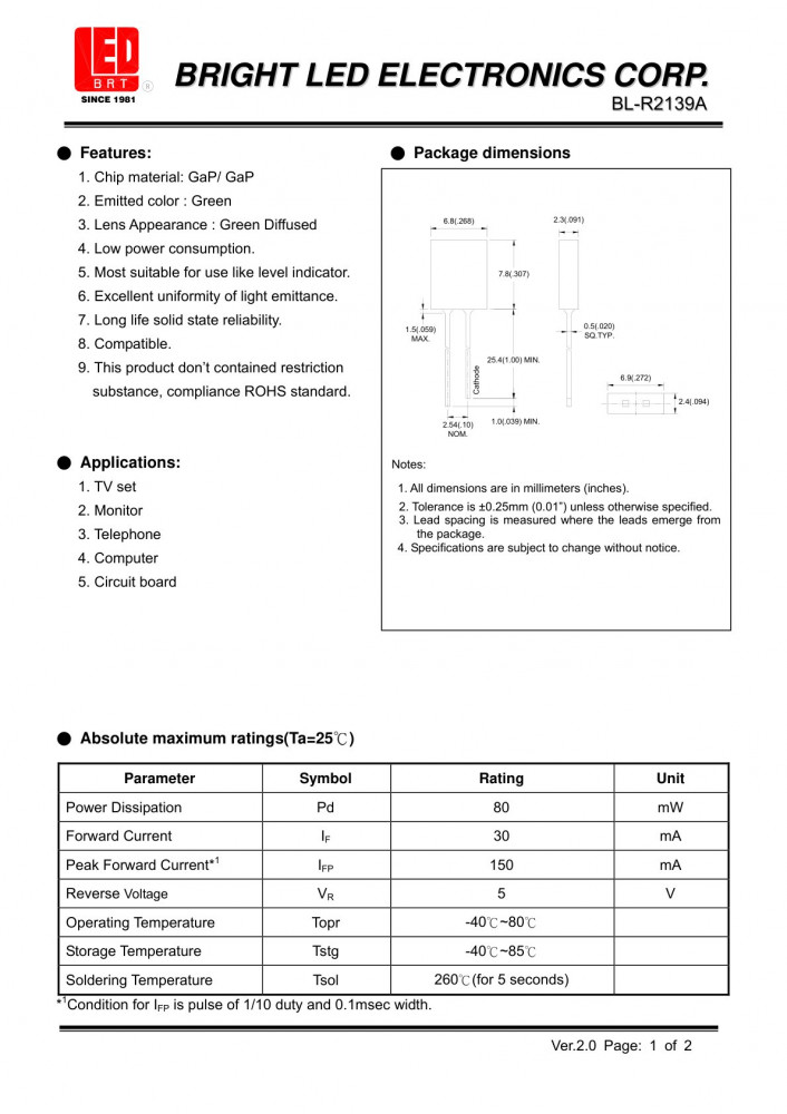 BL-R2139A datasheet image, page 1