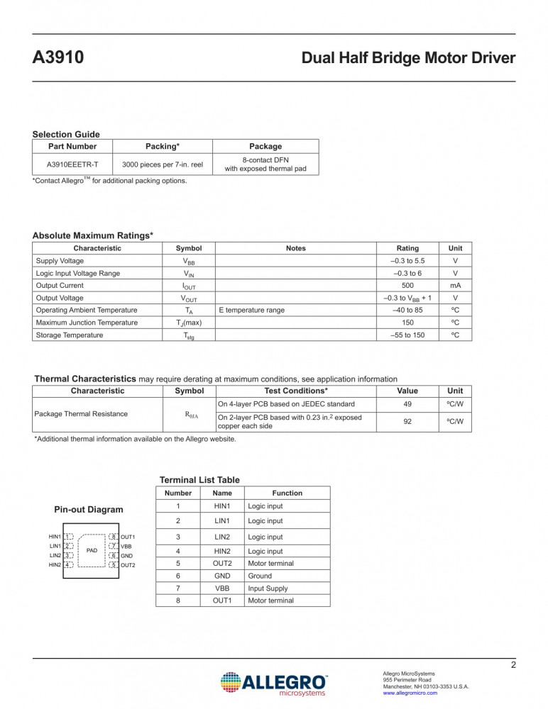 A3910 datasheet page 2