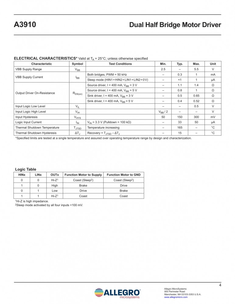 A3910 datasheet page 4