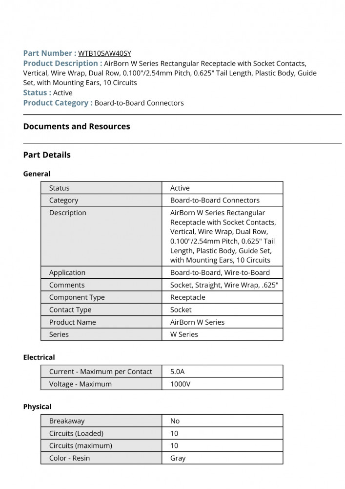 WTB10SAW40SY technical document image 1