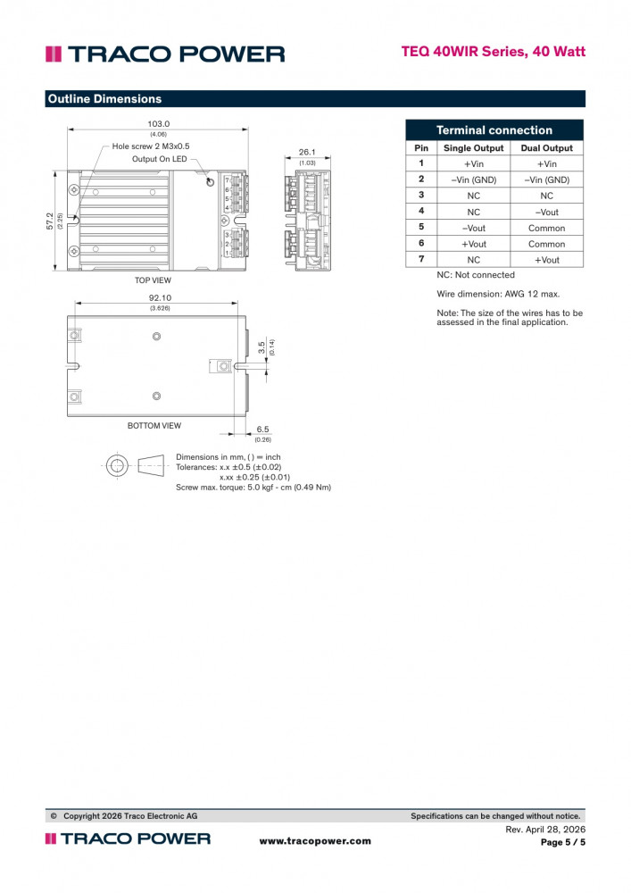 TEQ 40WIR datasheet page 5