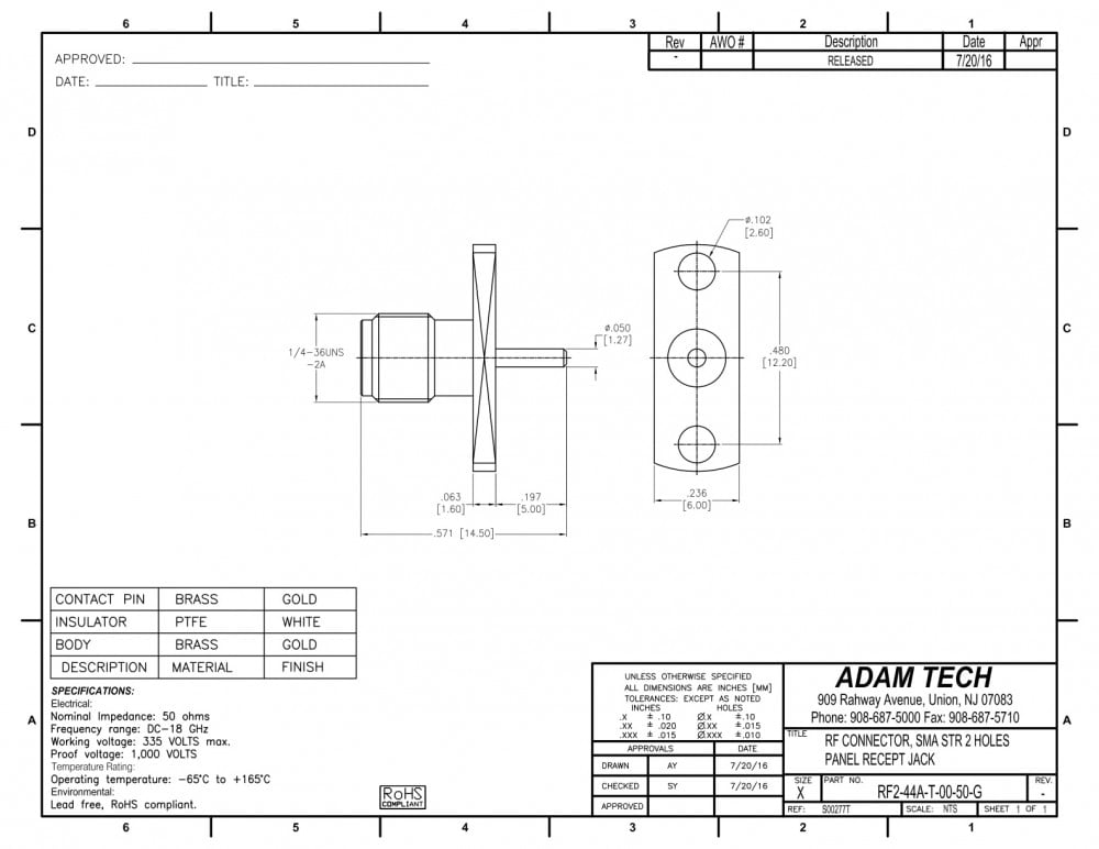ADAM TECH RF2-44A-T-00-50-G technical document preview