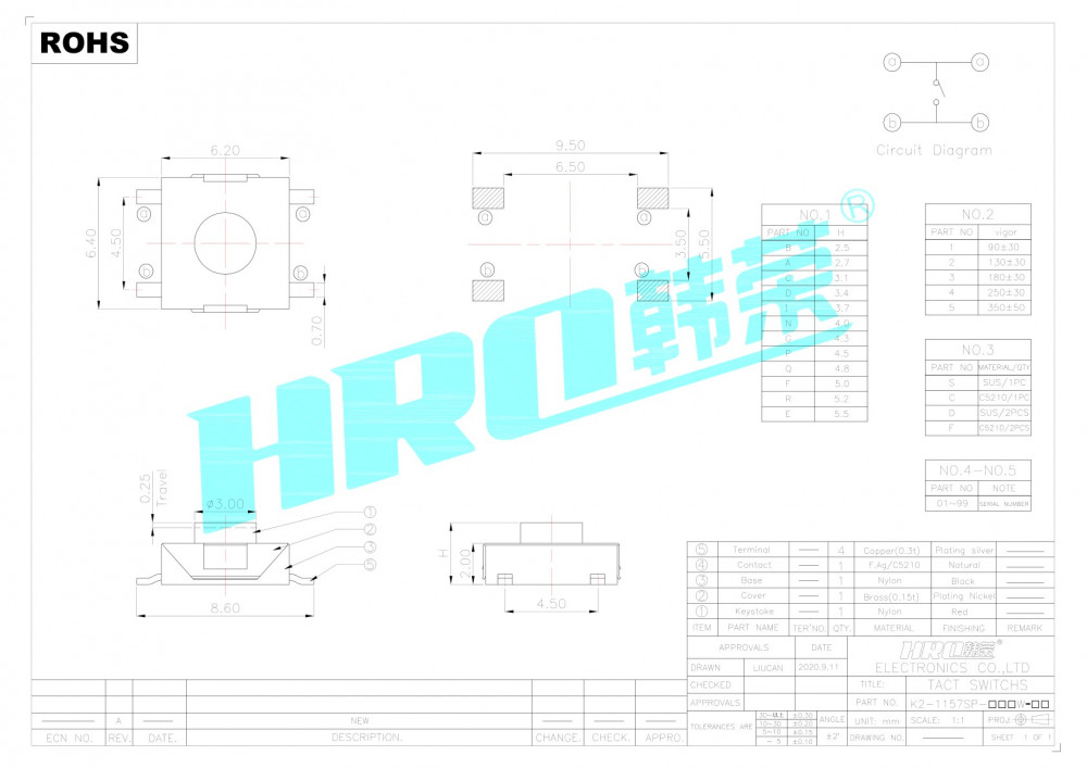 K2-1157SP-D3SB-01 technical drawing page 1
