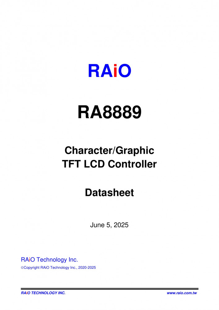 RA8889 datasheet page 1