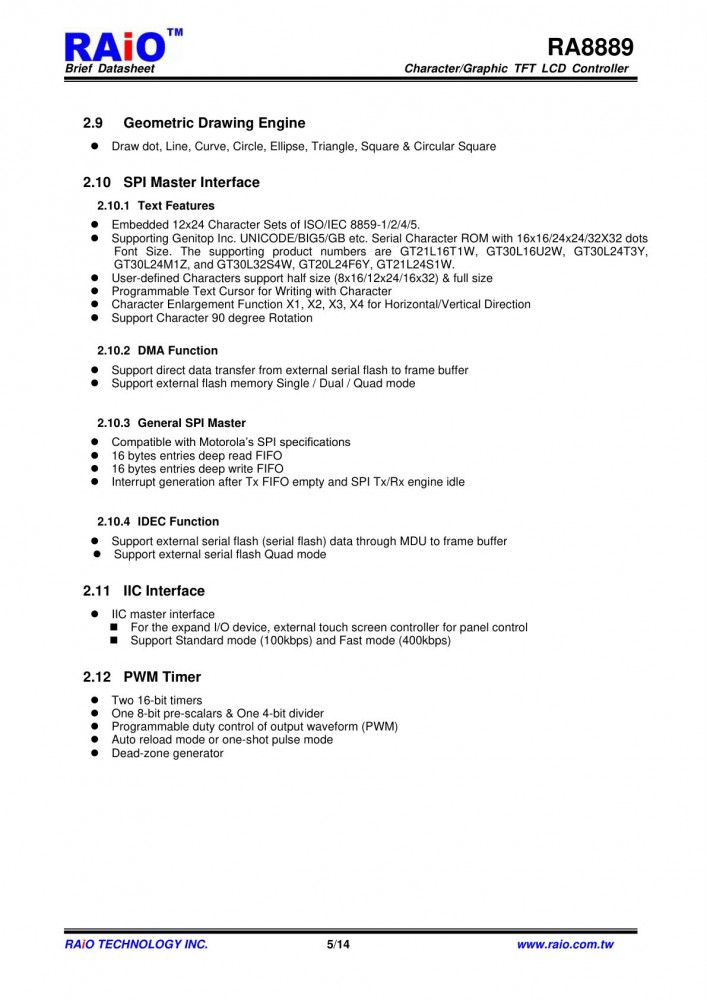 RA8889 datasheet page 5