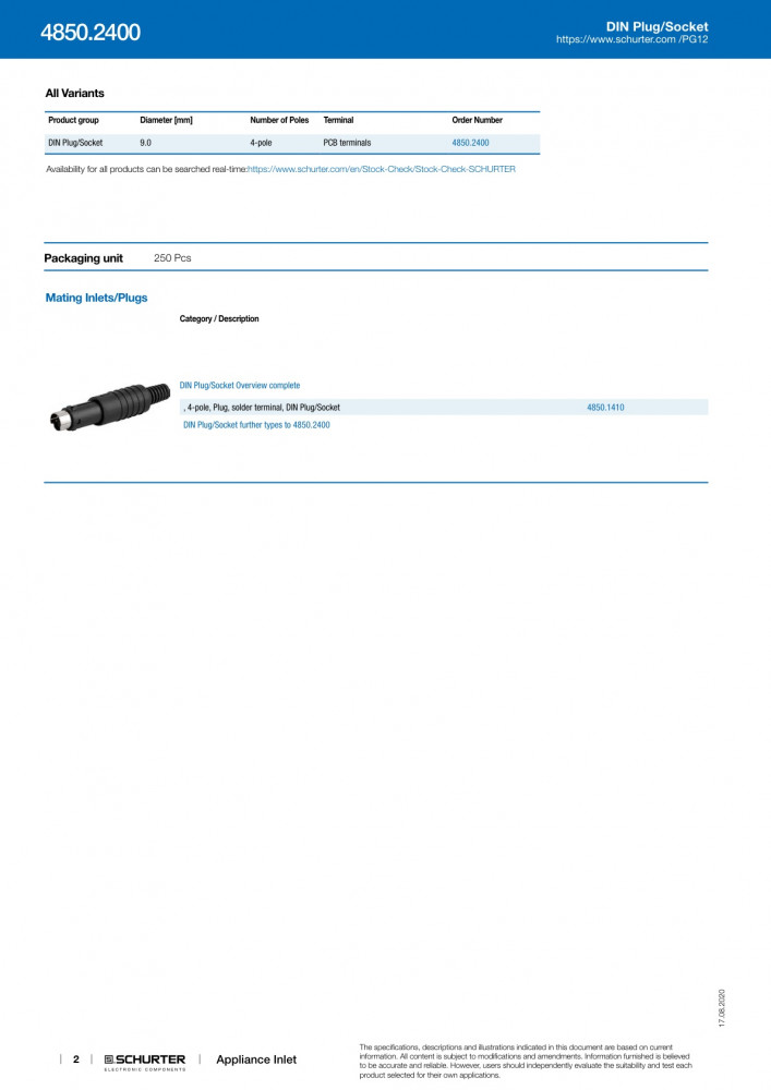 SCHURTER 4850.2400 technical document page 2
