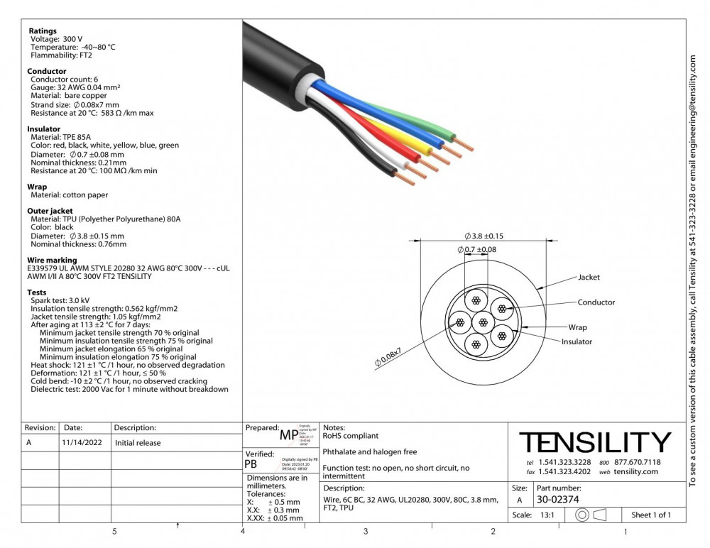 Tensility International 30-02374 product specification drawing