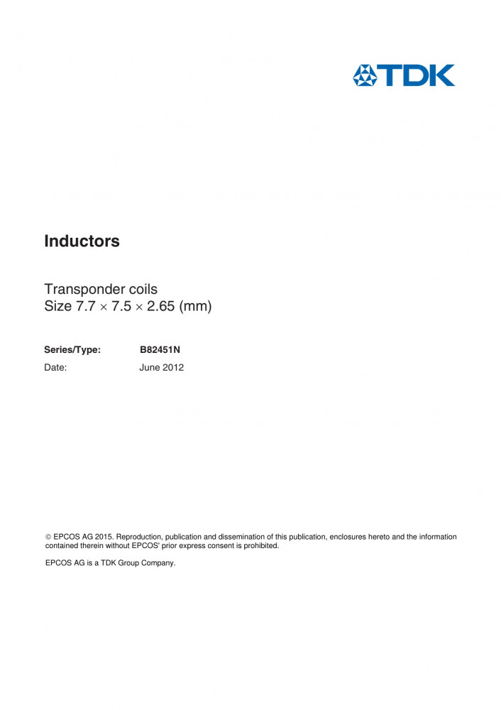 B82451N transponder coil datasheet page 1