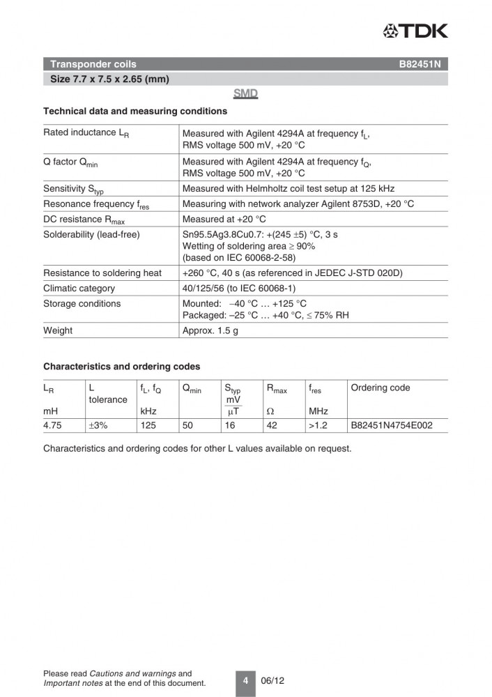 B82451N transponder coil datasheet page 4