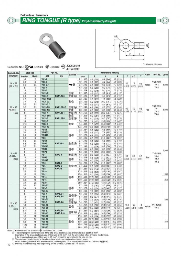 JST FV series technical document page 1