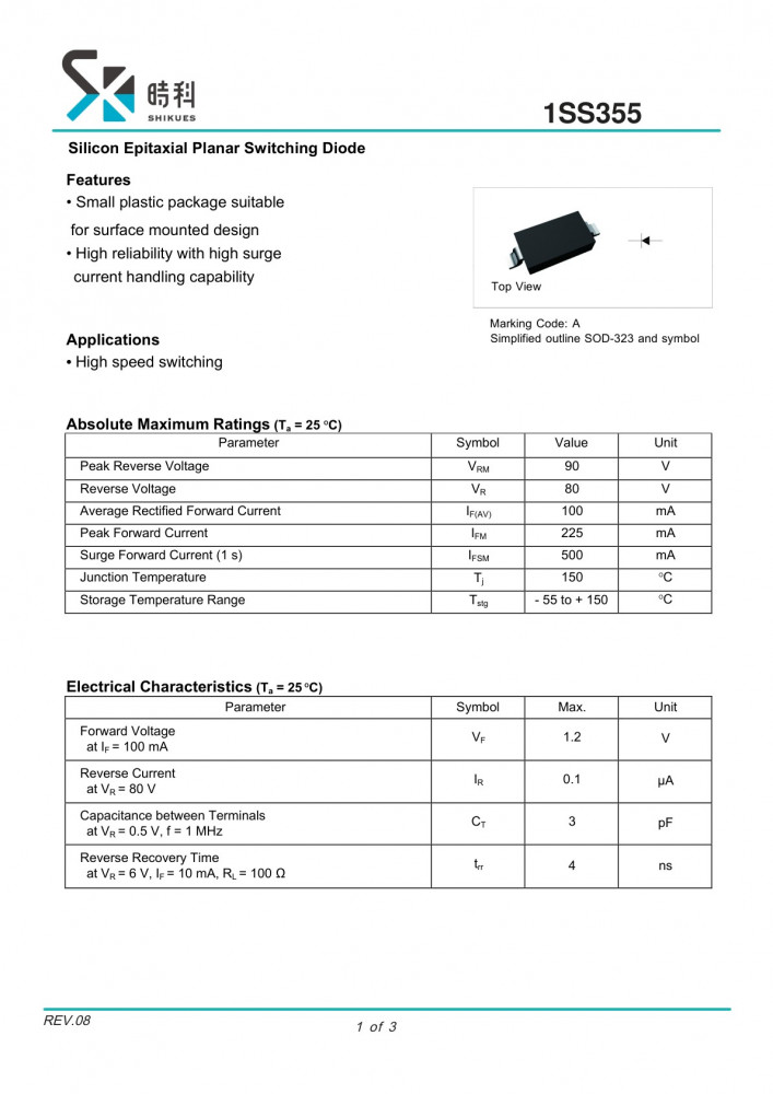 1SS355 datasheet page 1