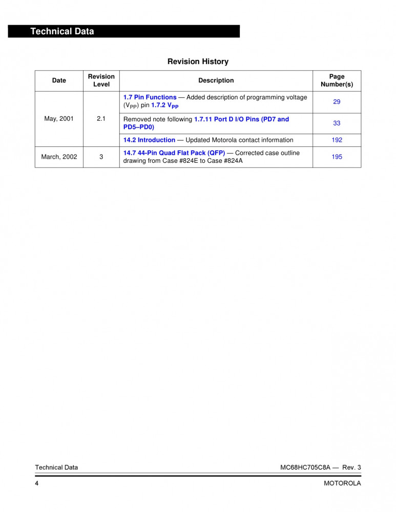 Motorola datasheet page 4
